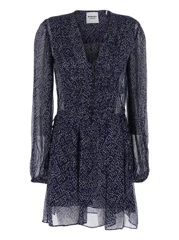 Isabel Marant Étoile V-neck Long Sleeve Printed Viscose Dress - Multicolor