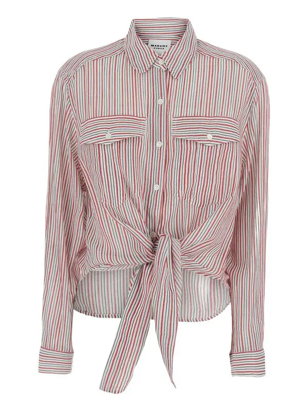Isabel Marant Étoile Cotton Striped Shirt With Front Bow Detail - Red