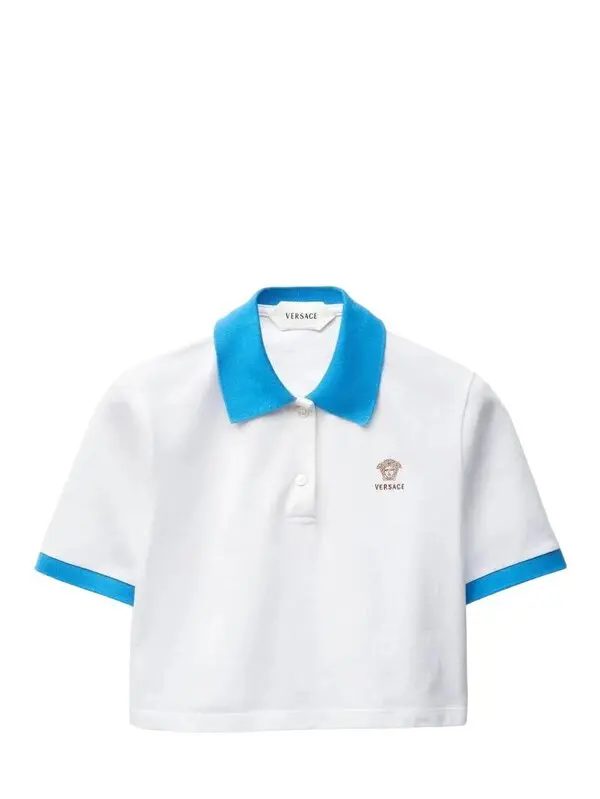 Versace Cotton Polo With Medusa Embroidery - Multicolor