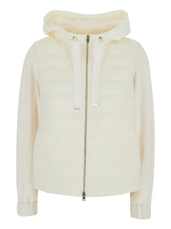 Herno Hooded Puffer Jacket With Drawstring And Quilted Design - White