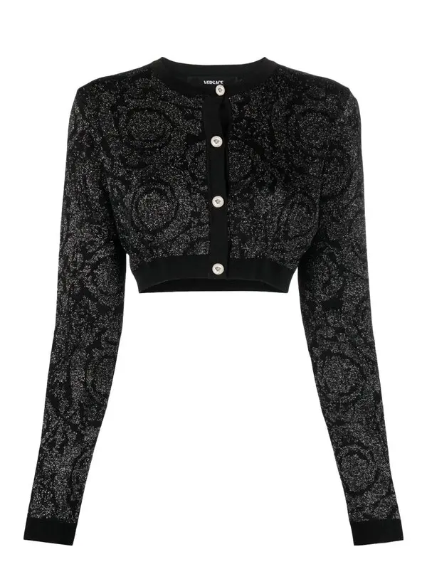 Versace Barocco Knit Cropped Cardigan - Multicolor