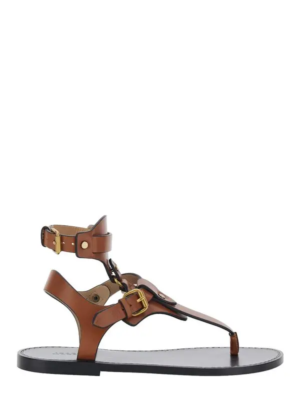 Isabel Marant Étoile Eveena Leather Sandals With Adjustable Buckle Closure - Brown
