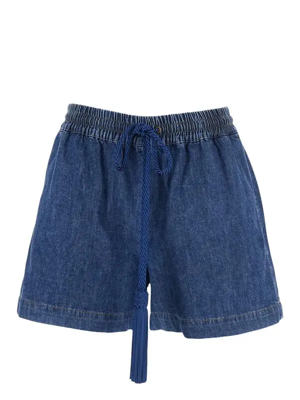 Valentino Garavani Blue Cotton Shorts With Welt Pockets - Multicolor