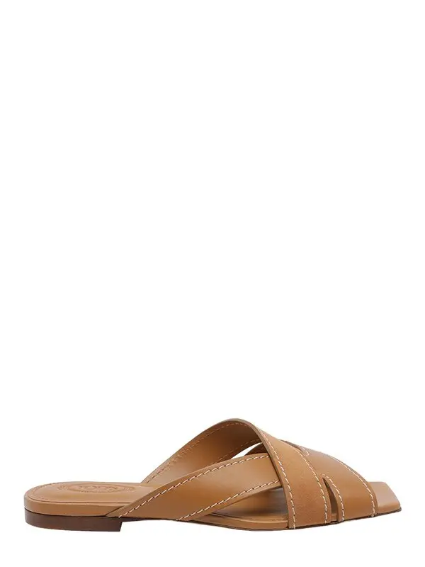 TOD'S Leather And Suede Sandals - Cream