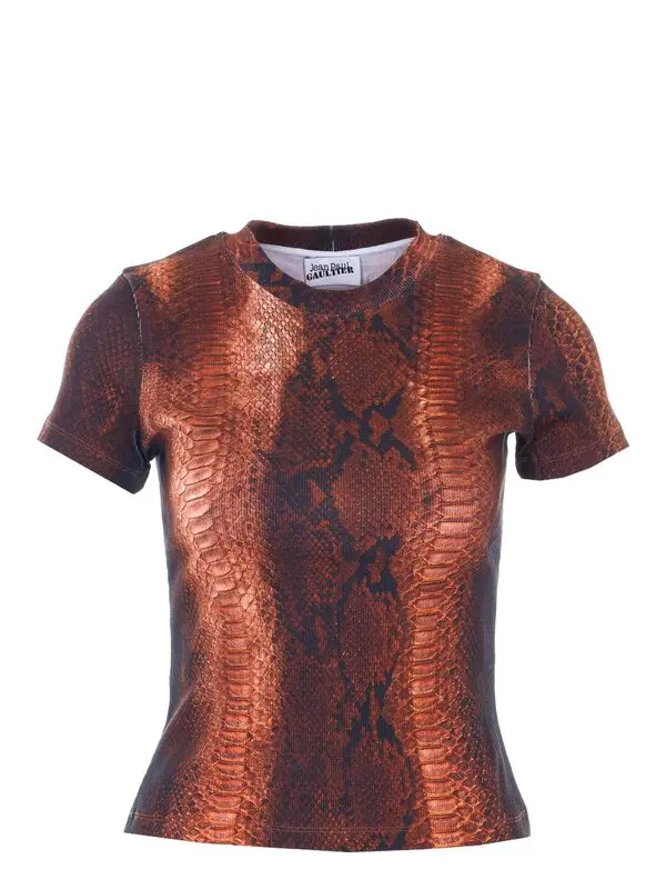 JEAN PAUL GAULTIER Python Print Short-sleeve T-shirt - Brown