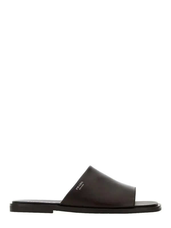 Prada Calf Leather Slides - Brown