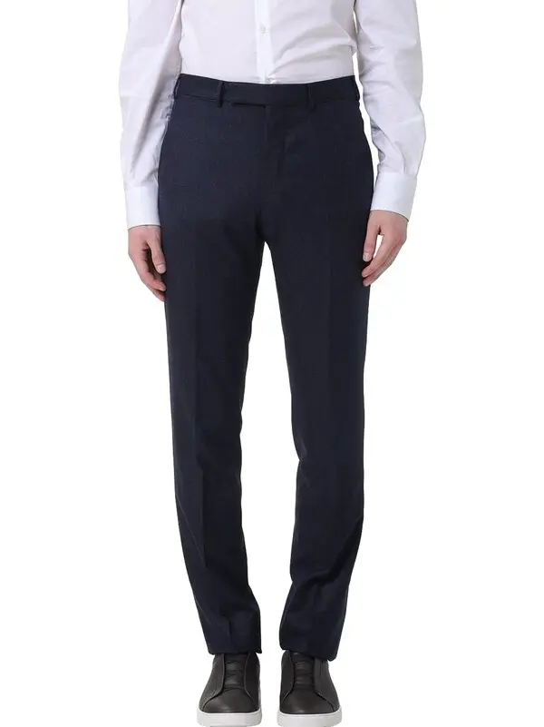 Zegna Navy Wool Tailored Trousers - Blue