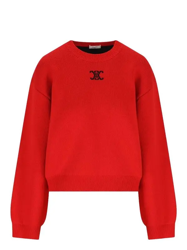 Celine Triomphe Cashmere Crew Neck Sweater - Multicolor
