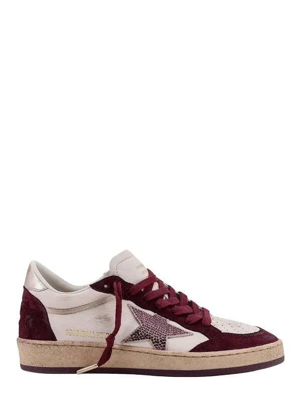 GOLDEN GOOSE Ballstar Leather Sneakers With Swarovski Logo - Multicolor