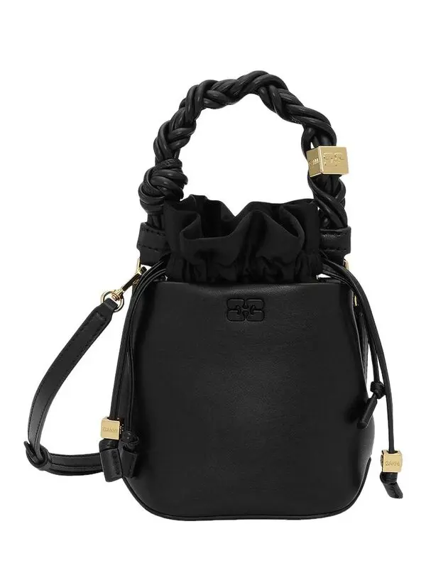 GANNI Mini Bou Bucket Bag With Braided Handle - Black