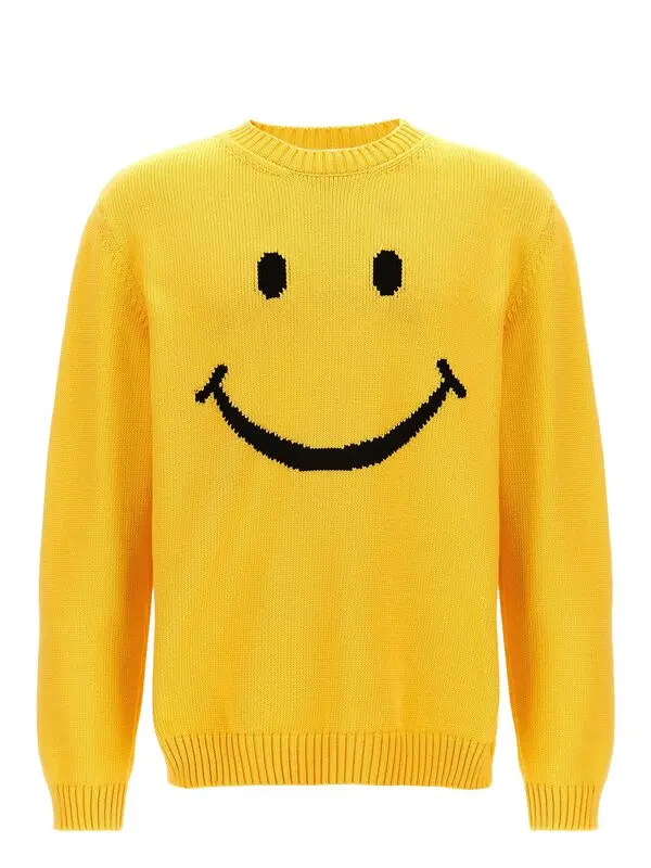 Moschino Smiley Intarsia Crewneck Sweater - Yellow