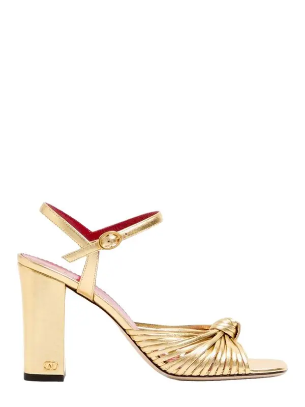 Valentino Garavani Nappa Leather Knot Detail Sandals - Silver