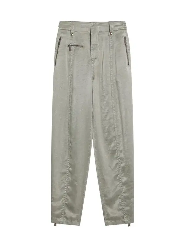 Burberry Lyocell Trousers With B Shield Emblem - Cream