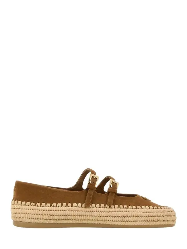 Prada Suede Espadrille With Buckled Straps - Brown