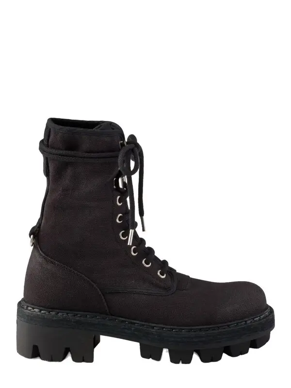 Prada Combat Boots With Lace-up Detail - Black
