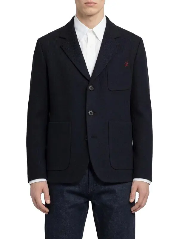 Loewe Wool Jacket With Embroidered Logo - Blue