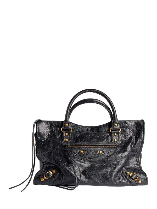 Balenciaga Le City Medium Bag In Arena Leather - Black