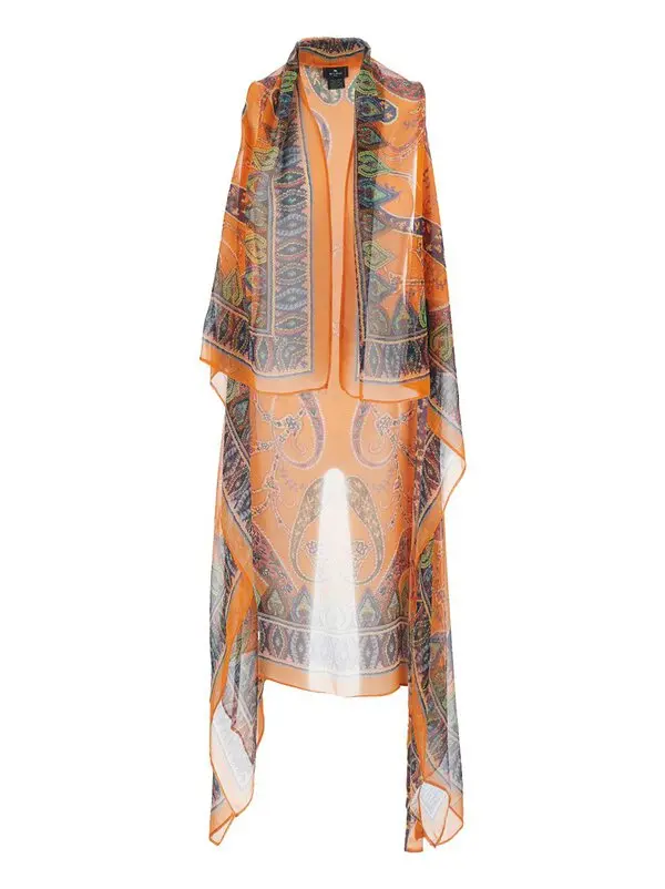 Etro Printed Gilet With Silk Details - Orange