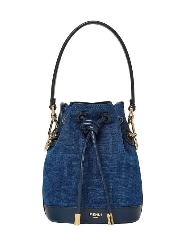 Fendi Mon Tresor Ff Flocked Denim Bucket Bag - Multicolor