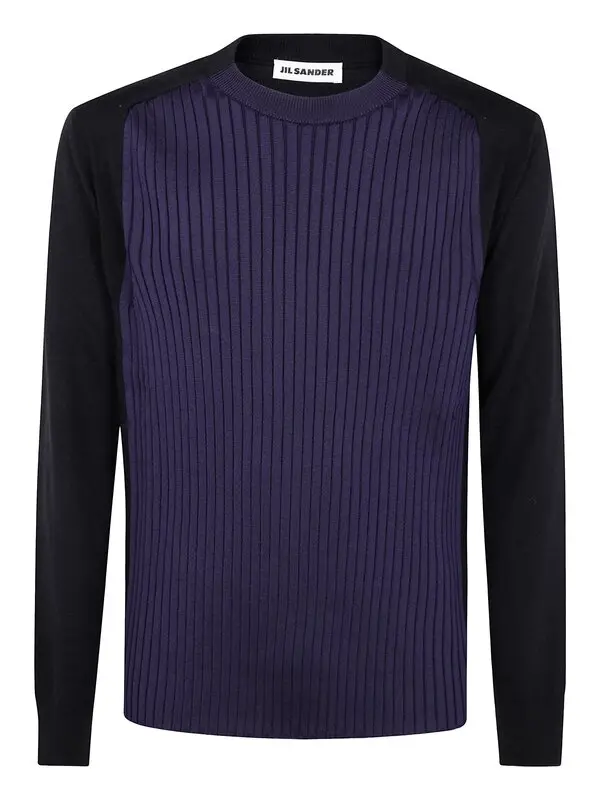 JIL SANDER Ribbed Wool Jumper - Blue