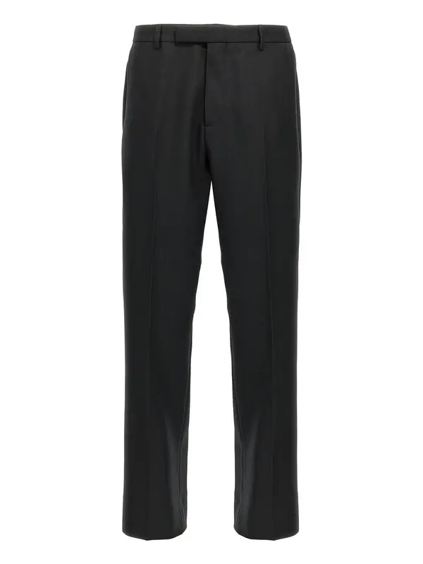 Gucci Tailored Twill Pants With Embroidered Logo - Black