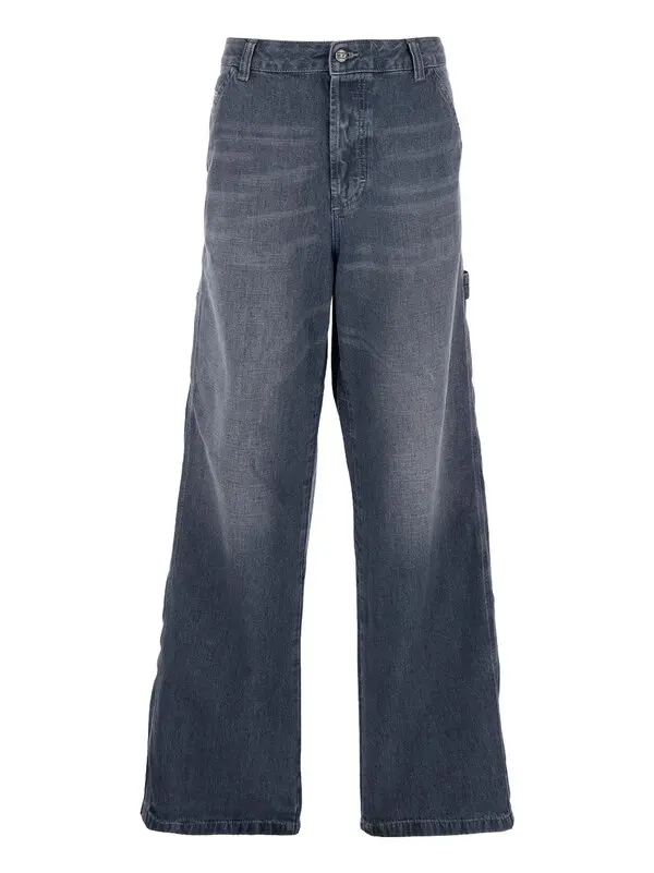 DIESEL® Grey Denim Jeans With Logo Patch - Multicolor