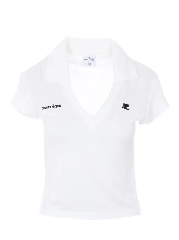COURREGES Logo Sports Cropped Top - White