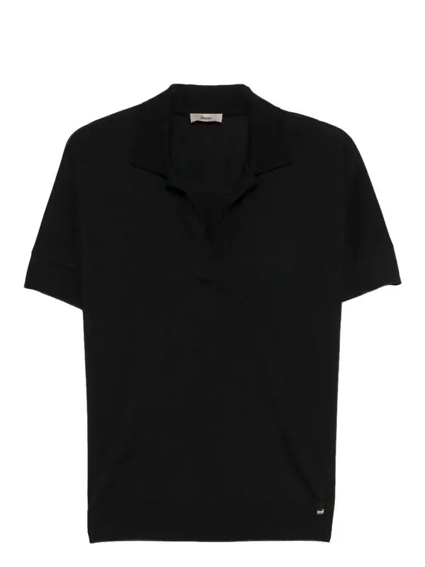 Herno Lyocell Blend Jersey Polo - Black