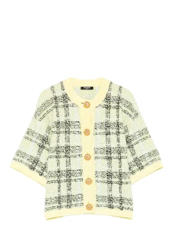 Balmain Checked Tweed Cardigan - Multicolor
