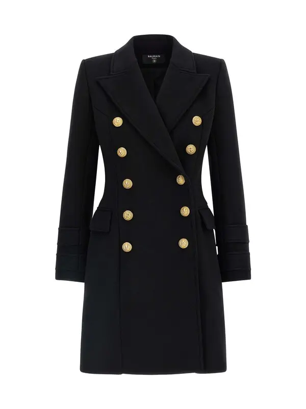 Balmain 10 Bottoni' Double-breasted Coat - Black