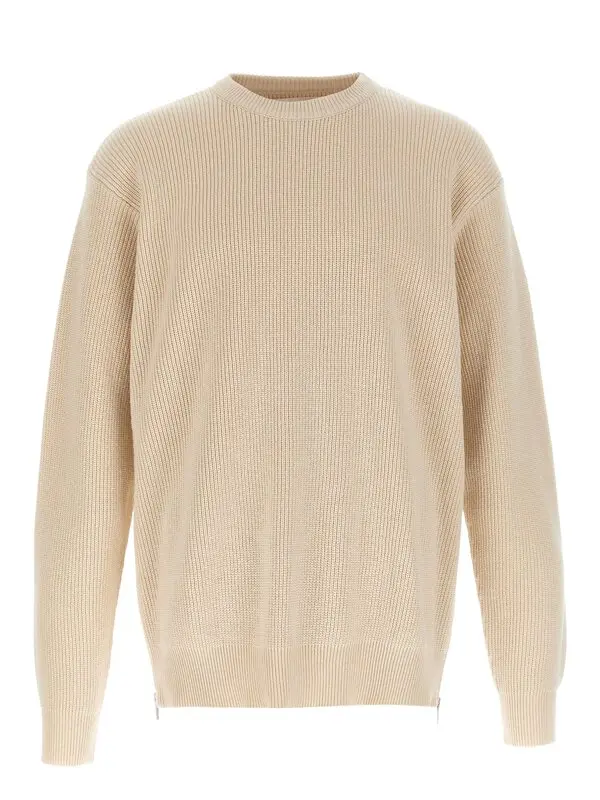 JIL SANDER Crew Neck Zip Sweater - Cream