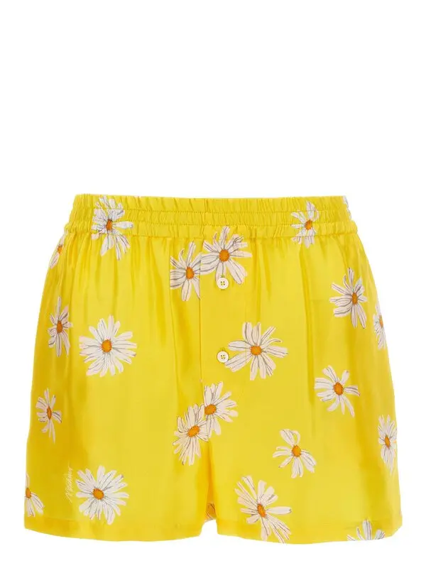 Moschino Margherite" Print Silk Boxer Shorts - Yellow