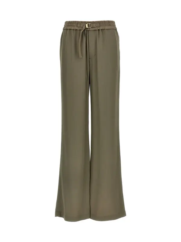 Ami Buckle Detail Wide Leg Trousers - Cream
