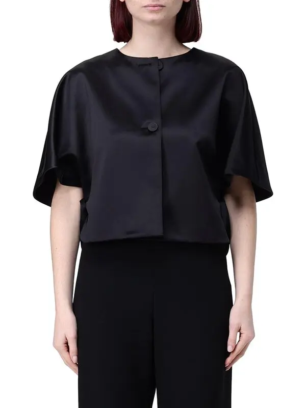 Max Mara Polyester Jacket With Bow Detail - Black