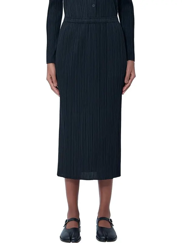 Issey Miyake Pleated Midi Skirt - Black