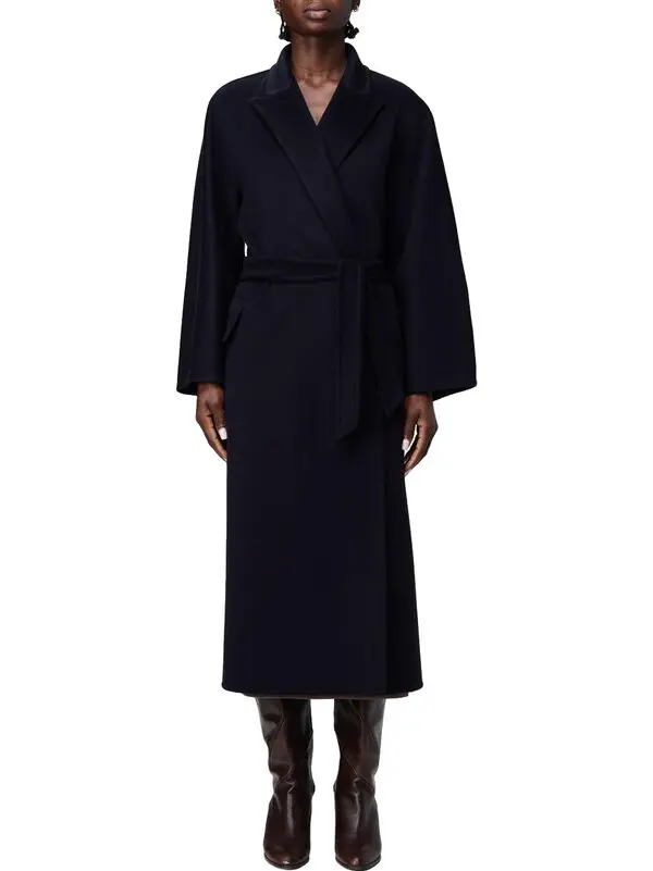 Max Mara Belted Long Coat - Black