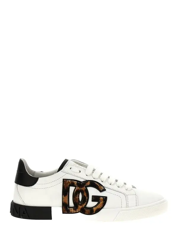 Dolce & Gabbana Portofino' Leather Sneakers With Pony Hair Logo - Multicolor