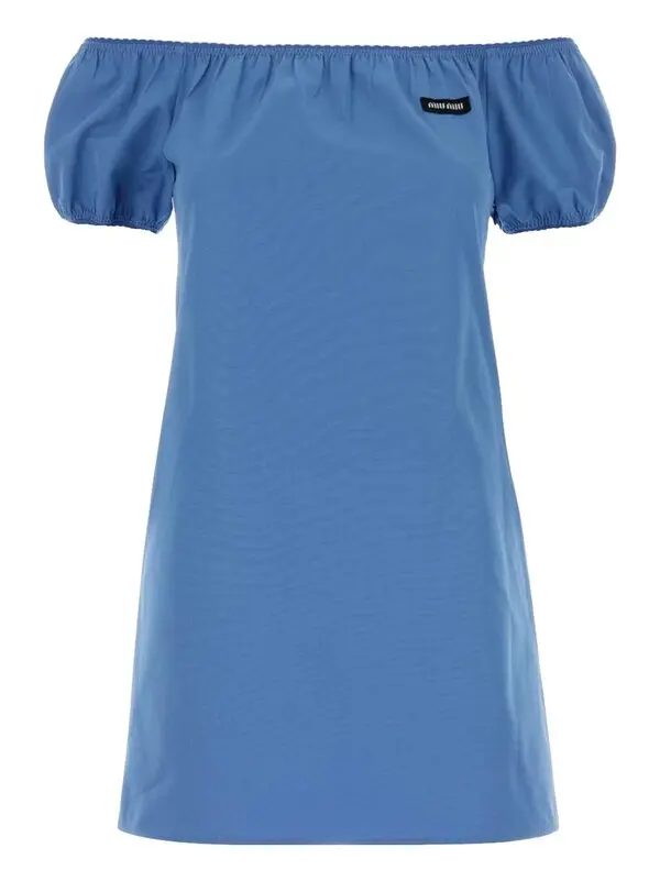 Miu Miu Off-the-shoulder Cotton Dress - Blue