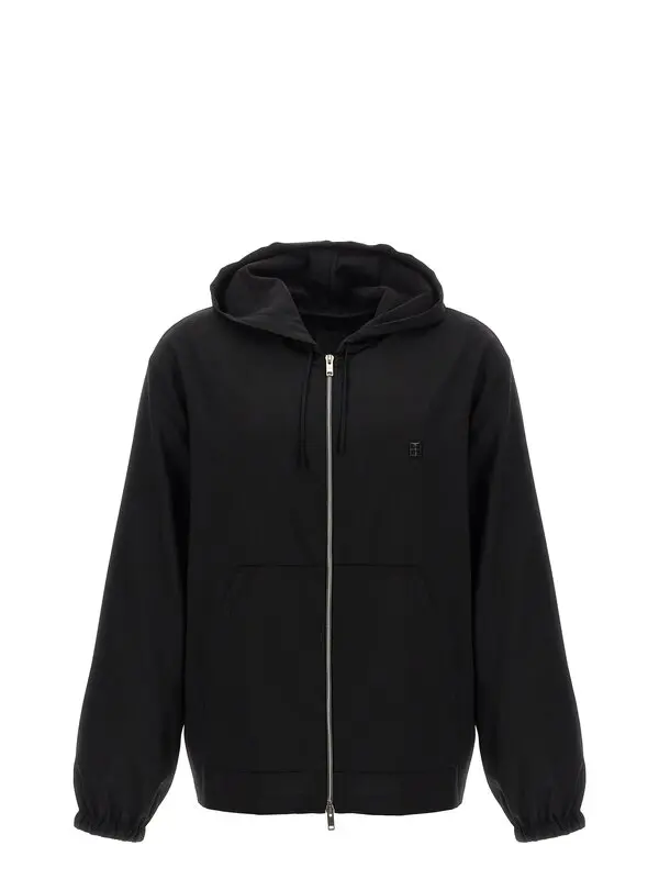 Givenchy Wool Zip-up Hoodie With Logo Plaque - Black