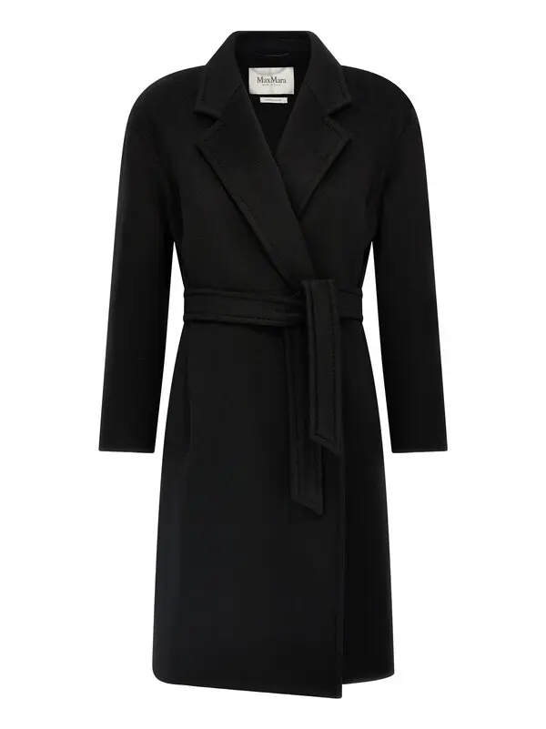 Max Mara Melinda Midi Coat In Double Cashmere - Black