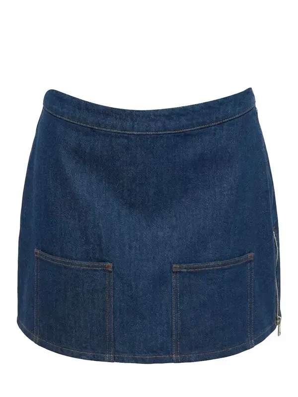 Fendi Ff Reversible Denim Skirt - Blue