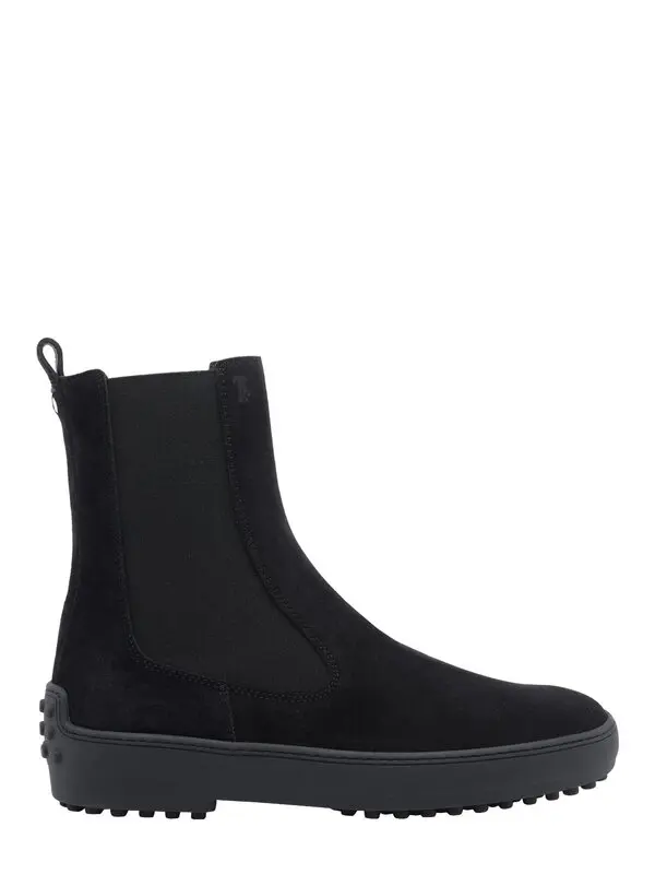 TOD'S Suede Lace-up Ankle Boots With Rubber Sole - Black