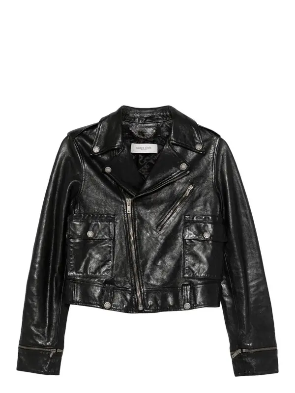 GOLDEN GOOSE Leather Biker Jacket - Multicolor