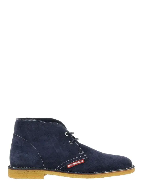 Dsquared2 Suede Lace-up Boots With Logo Patch - Multicolor