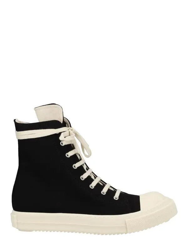 Rick Owens High Top Canvas Sneakers - Black