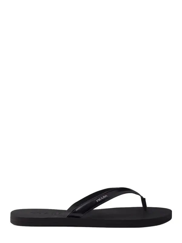 Prada Vitello Flip Flops - Black