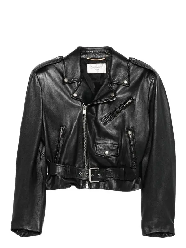 Saint Laurent Leather Biker Jacket - Black