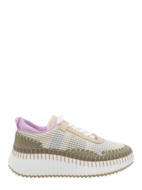 Chloé Nama" Sneakers With Decorative Stitching And Mesh Detail - Multicolor