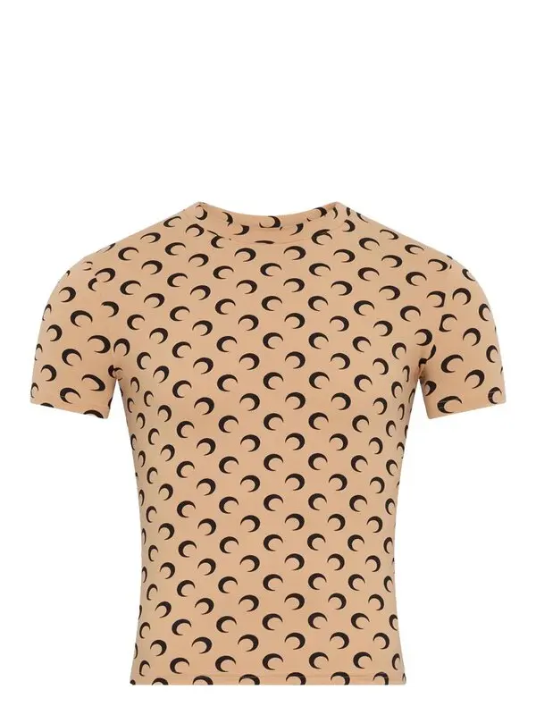 MARINE SERRE Slim Fit Moon Print T-shirt - Cream