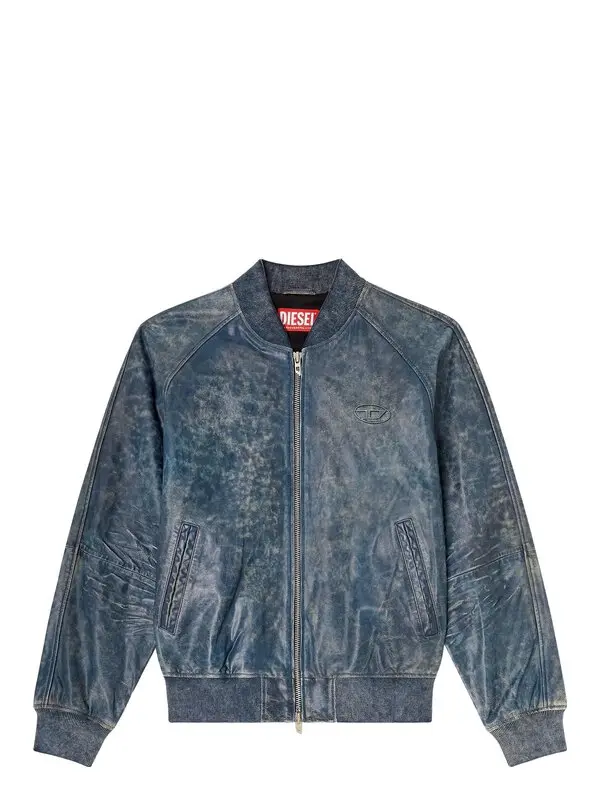 DIESEL® L-cobb Leather Bomber Jacket - Multicolor
